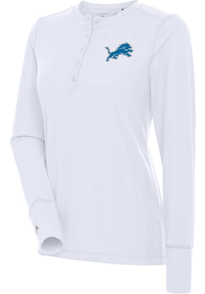 Antigua Detroit Lions Womens WHITE Explore Long Sleeve LS Tee - 32314981