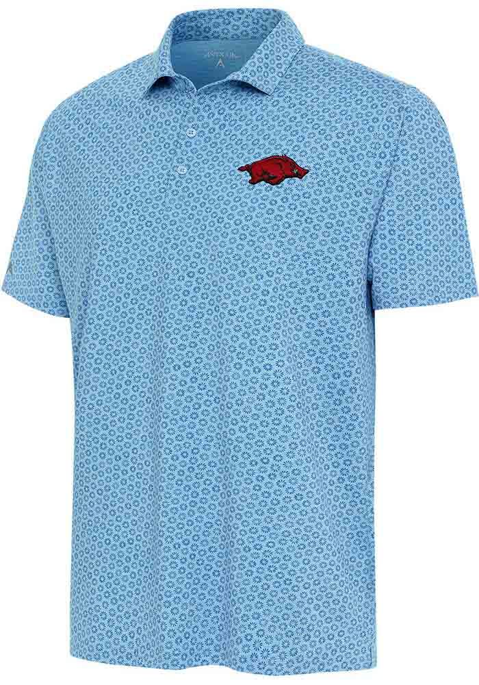 Antigua Arkansas Razorbacks Mens Flicker LIGHT BLUE Short Sleeve Polo ...