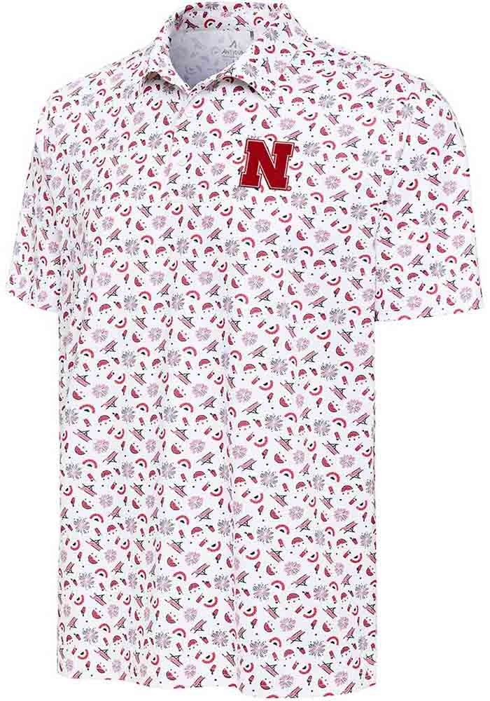 Antigua Nebraska Cornhuskers Mens Independence White Short Sleeve Polo ...