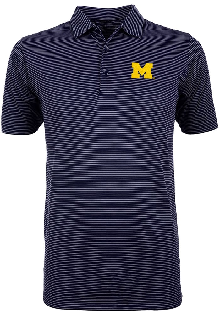Antigua Michigan Wolverines Mens Quest BLUE Short Sleeve Polo - 3232717