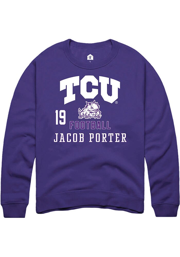Jacob Porter TCU Horned Frogs Mens PURPLE Football NIL Arch Logo Player ...