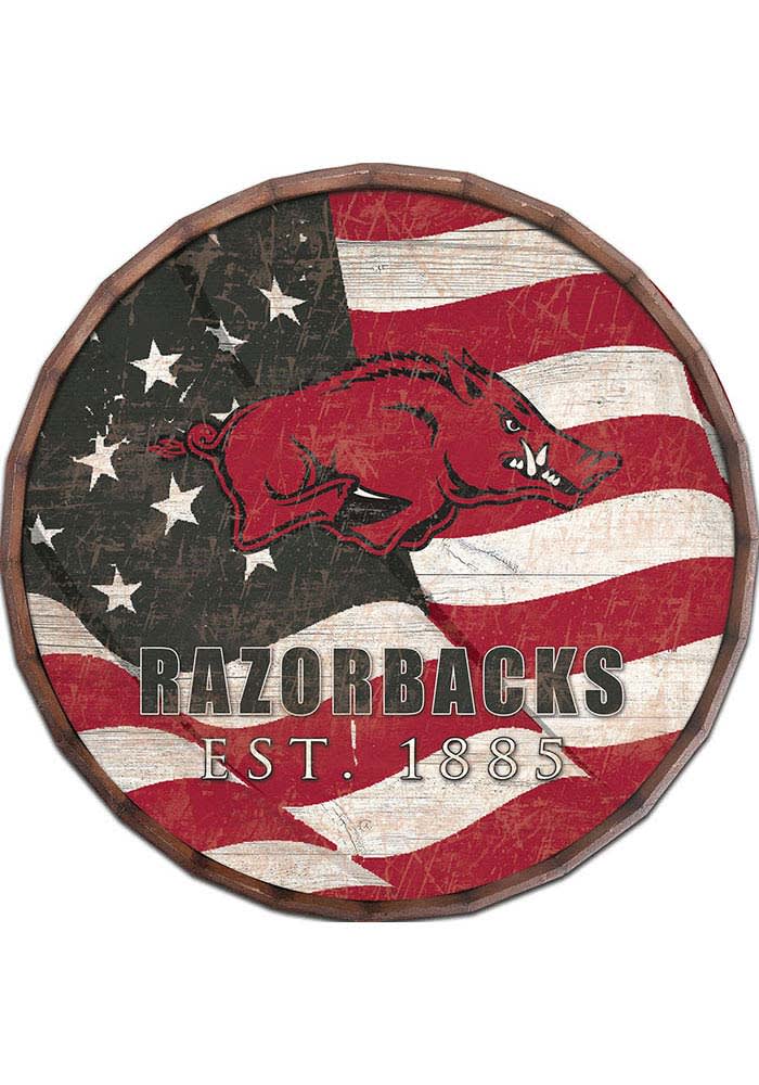 Arkansas Razorbacks Flag 24 Inch Barrel Top Sign Red - 326200006