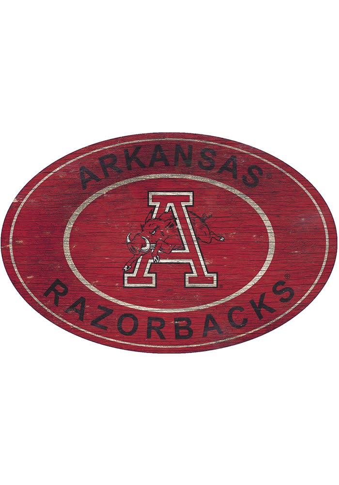 Arkansas Razorbacks 46 Inch Heritage Oval Sign Red - 326200010