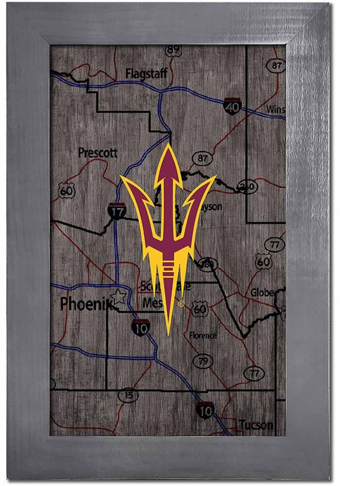 Arizona State Sun Devils City Map Sign MAROON - 326200488