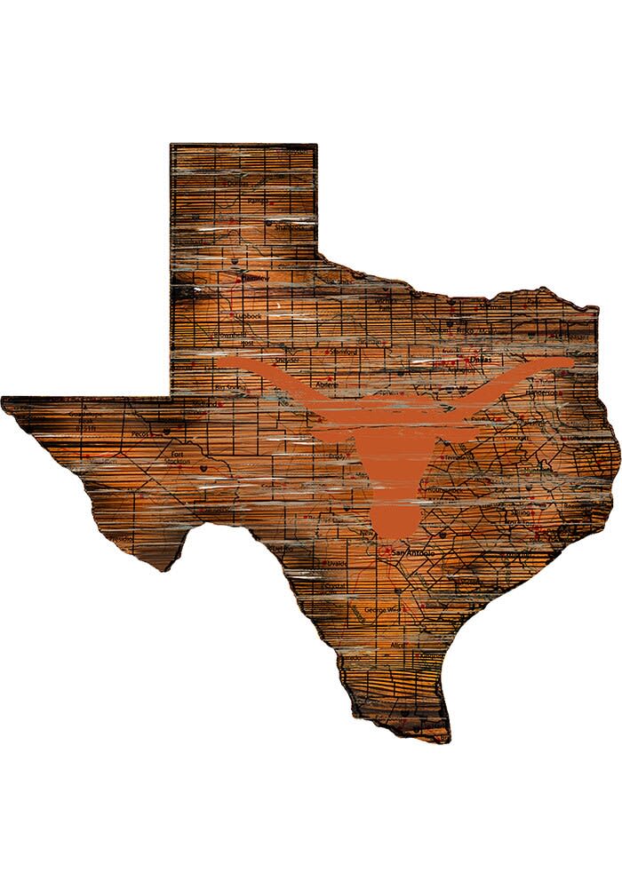 Texas Longhorns 12 Mini Roadmap State Sign Sign BURNTORANGE - 32620093