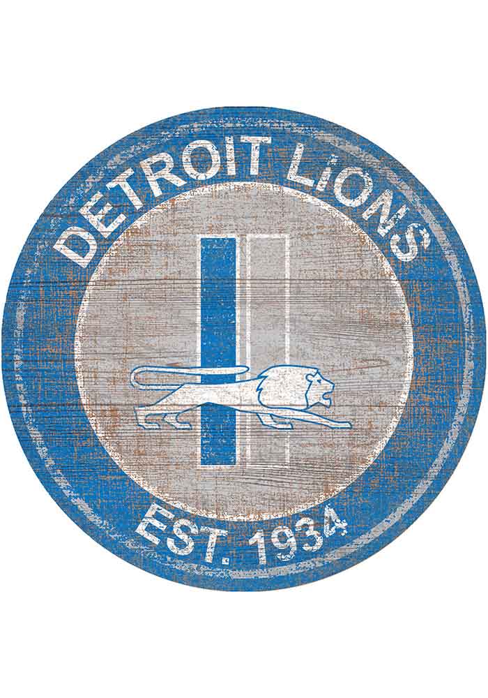 Detroit Lions Round Heritage Logo Sign Blue - 326201008