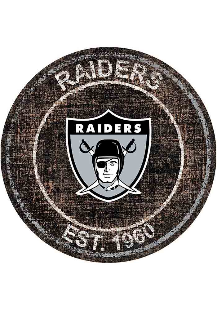 Las Vegas Raiders Round Heritage Logo Sign BLACK - 326201016