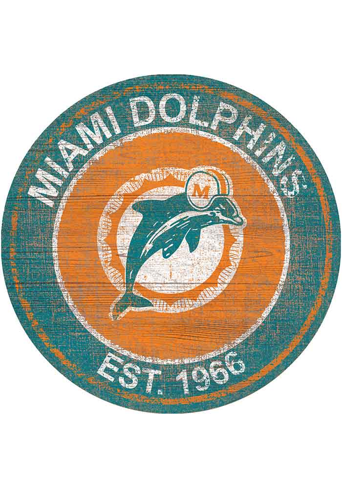 Miami Dolphins Round Heritage Logo Sign TEAL - 326201017