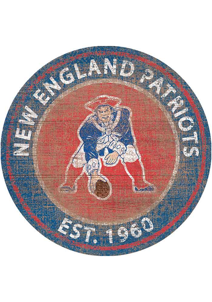 New England Patriots Round Heritage Logo Sign Blue - 326201019