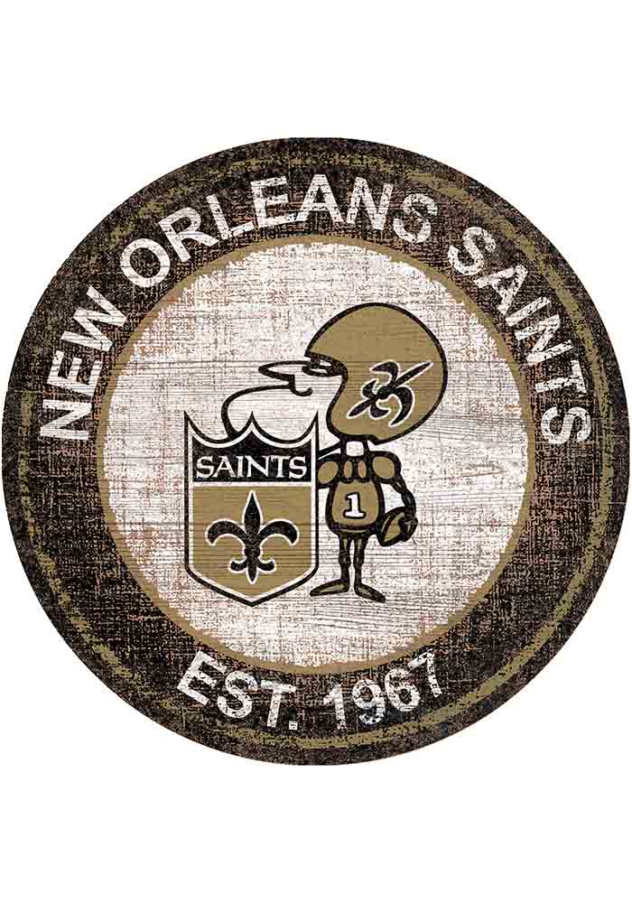 New Orleans Saints Round Heritage Logo Sign BLACK - 326201020