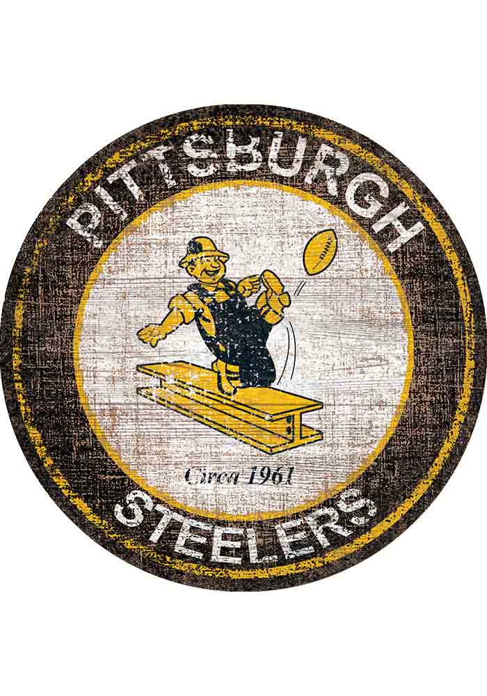 Pittsburgh Steelers Round Heritage Logo Sign BLACK - 326201024