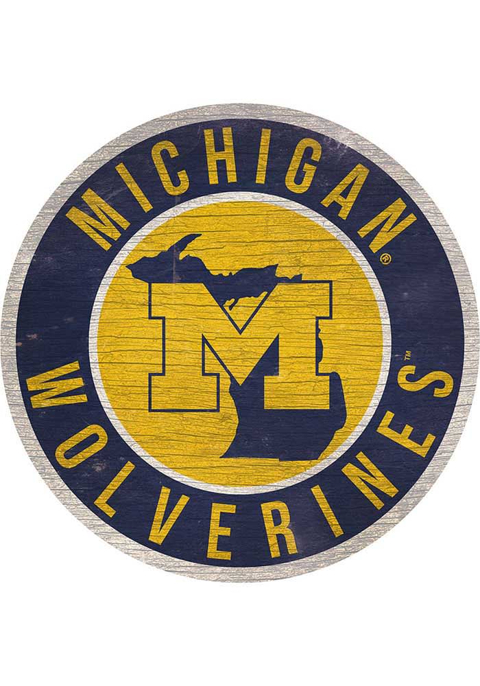 Michigan Wolverines 12 in Circle State Sign BLUE - 32620122