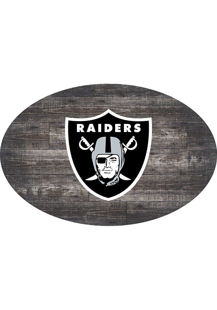 Las Vegas Raiders 46in Distressed Wood Oval Sign BLACK - 326201220