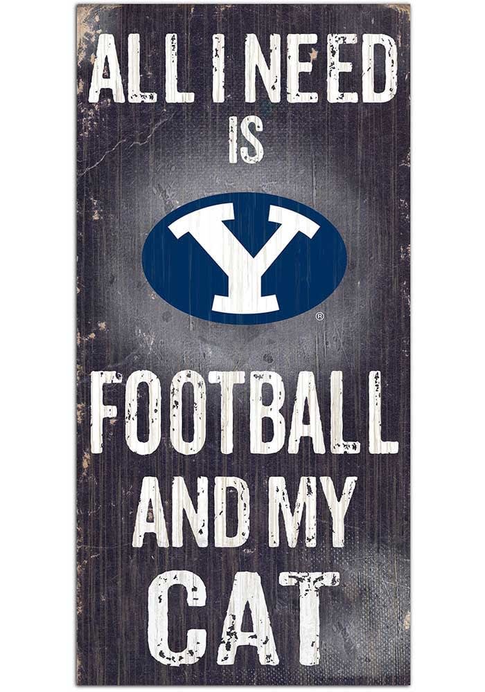 BYU Cougars Football and My Cat Sign NAVY - 326201663