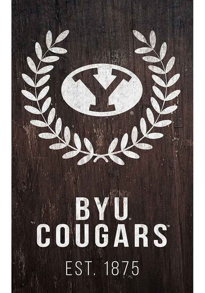 BYU Cougars Laurel Wreath Sign NAVY - 326201834