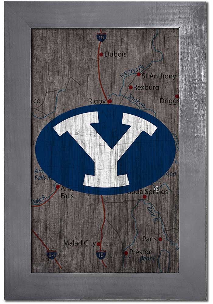 BYU Cougars City Map Sign NAVY - 326201840