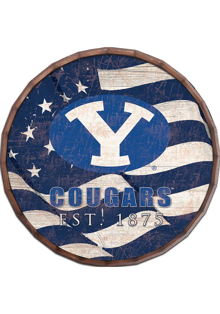 BYU Cougars Flag 16 Inch Barrel Top Sign NAVY - 326201892