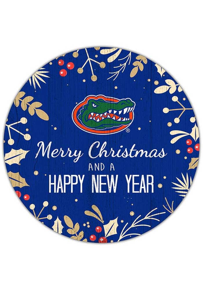 Florida Gators Merry Christmas and New Year Circle Sign ORANGE - 326202570