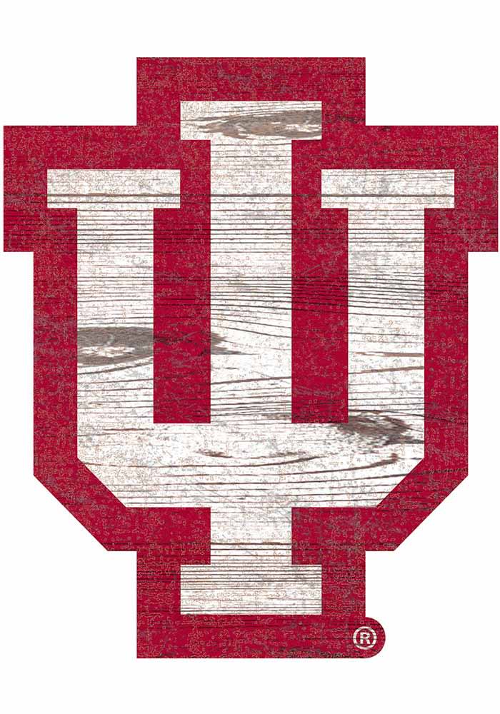 Indiana Hoosiers Red Distressed Logo Cutout Sign - 32620289