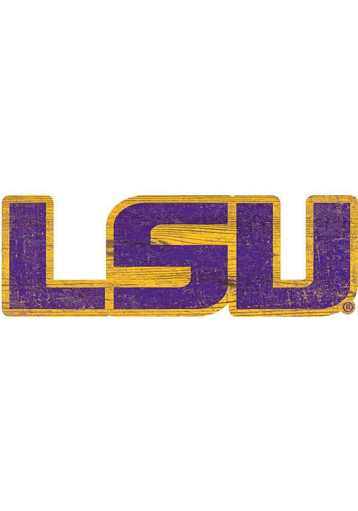LSU Tigers Distressed Logo Cutout Sign PURPLE - 32620296