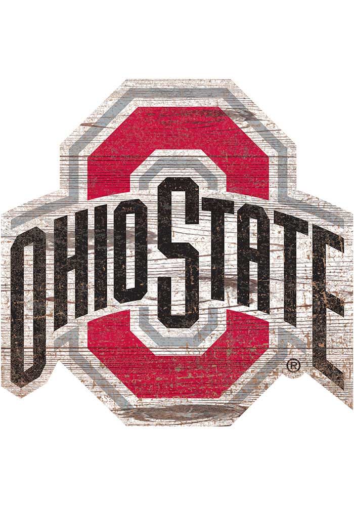 Ohio State Buckeyes Distressed Logo Cutout Sign Red - 32620312
