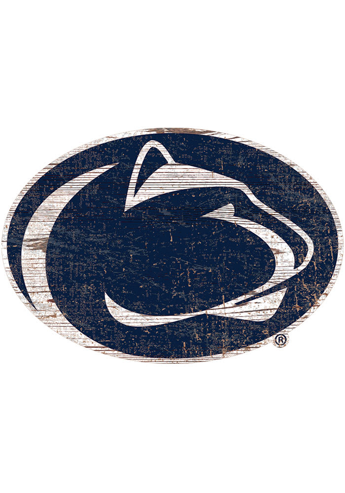 Penn State Nittany Lions BLUE Distressed Logo Cutout Sign - 32620318