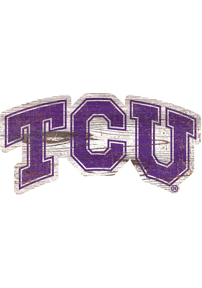 TCU Horned Frogs Distressed Logo Cutout Sign PURPLE - 32620323