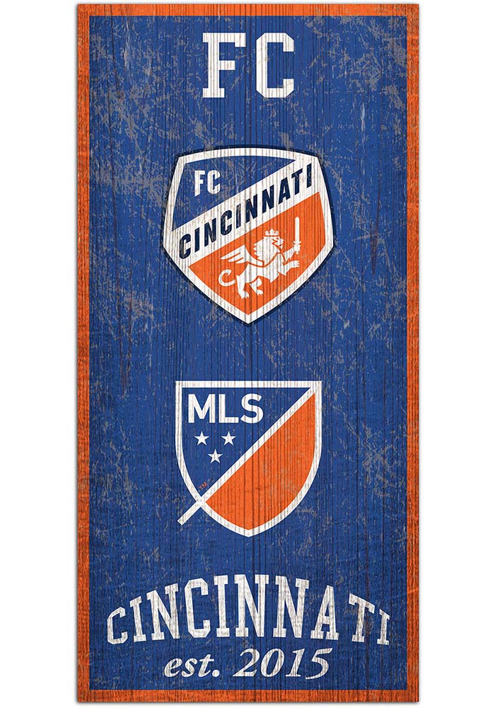 FC Cincinnati 6X12 Heritage Logos Sign BLUE - 32620351