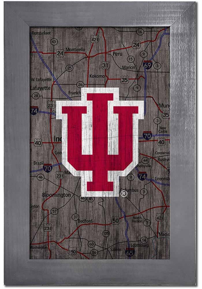 Indiana Hoosiers City Map Sign Red - 326203885