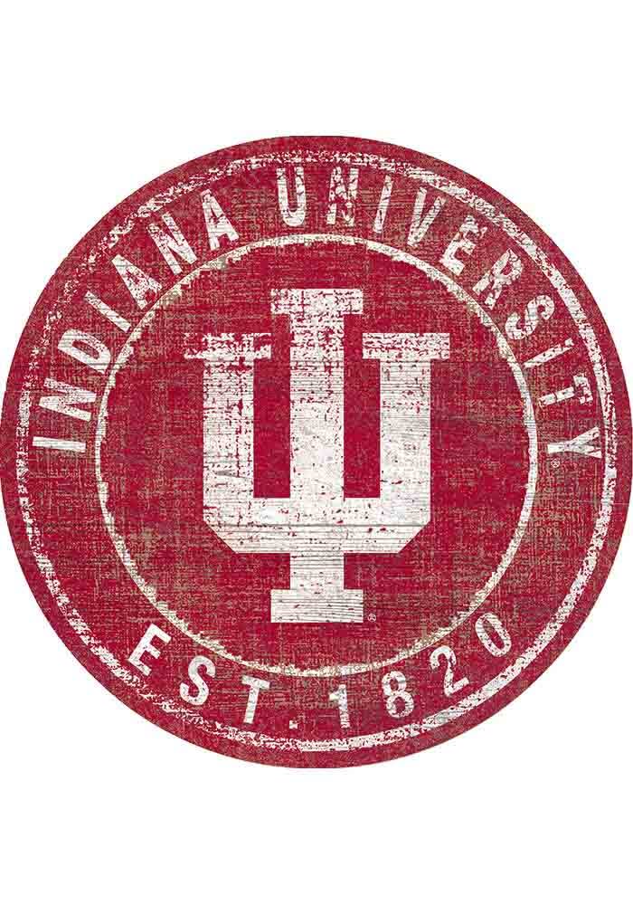 Indiana Hoosiers Round Heritage Logo Sign Red - 326203935