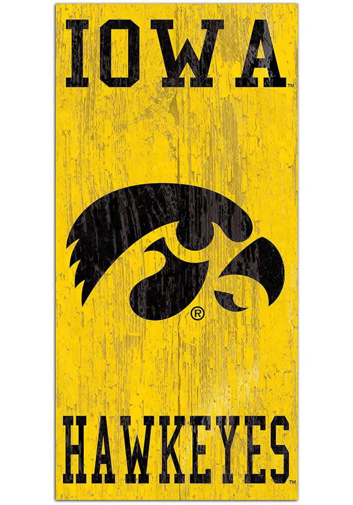 Iowa Hawkeyes BLACK Heritage Logo 6x12 Sign - 326203965