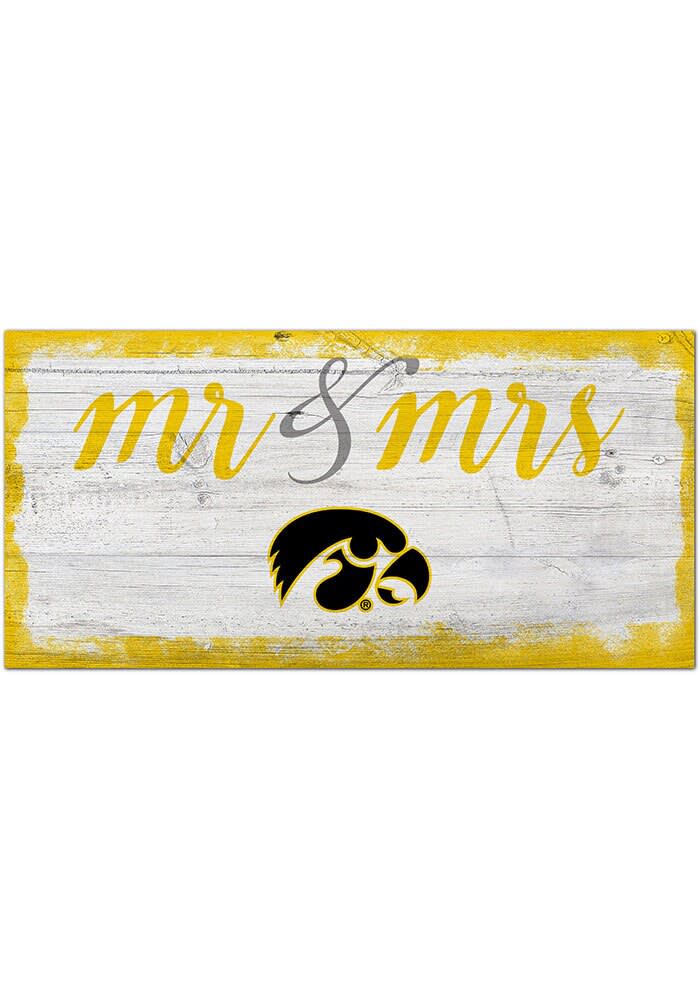 Iowa Hawkeyes Script Mr and Mrs Sign BLACK - 326203979