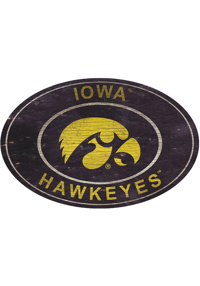 Iowa Hawkeyes 46 Inch Heritage Oval Sign BLACK - 326204214