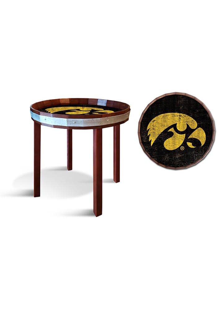 Iowa Hawkeyes 24 Inch Barrel Top Side BLACK End Table - 326204217