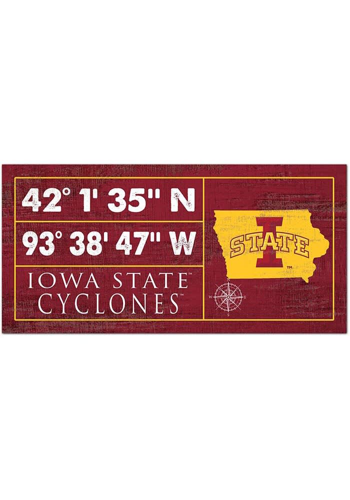 Iowa State Cyclones Horizontal Coordinate Sign Red - 326204229