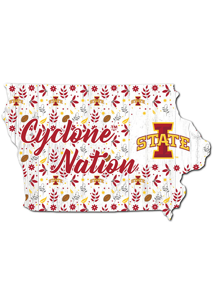 Iowa State Cyclones Red 24 Inch Floral State Wall Art - 326204448