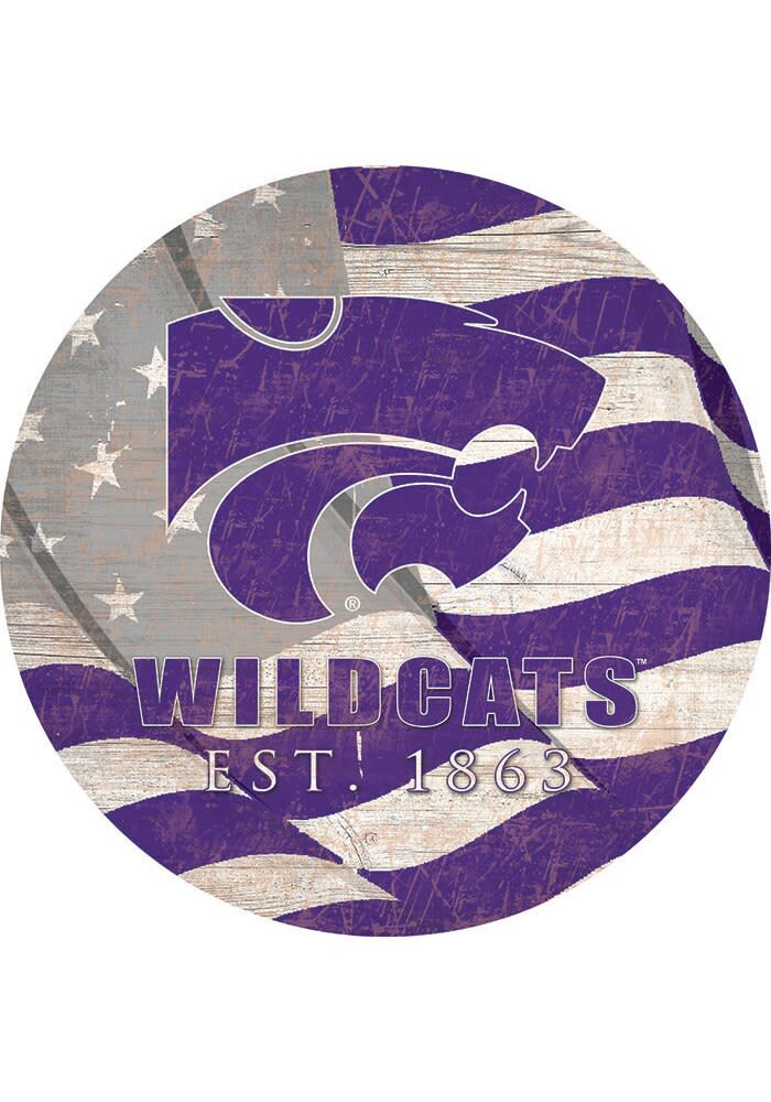 K-State Wildcats Team Color Flag 12 Inch Circle Sign PURPLE - 326204809