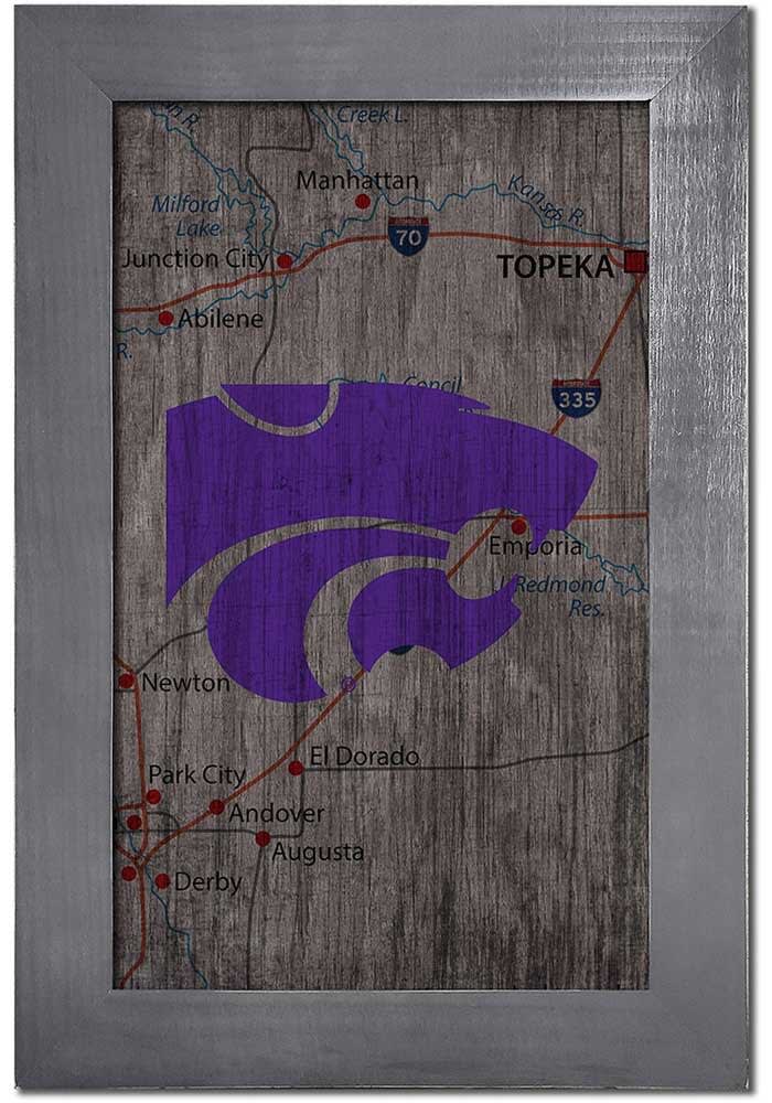 K-State Wildcats City Map Sign PURPLE - 326204909