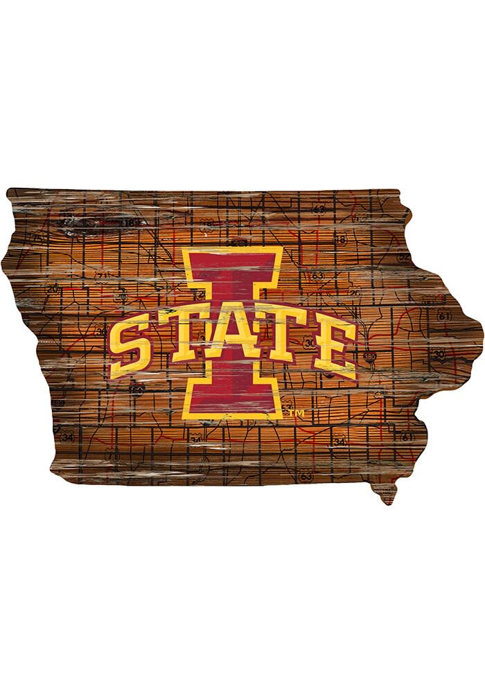 Iowa State Cyclones 12 Mini Roadmap State Sign Red - 32620517