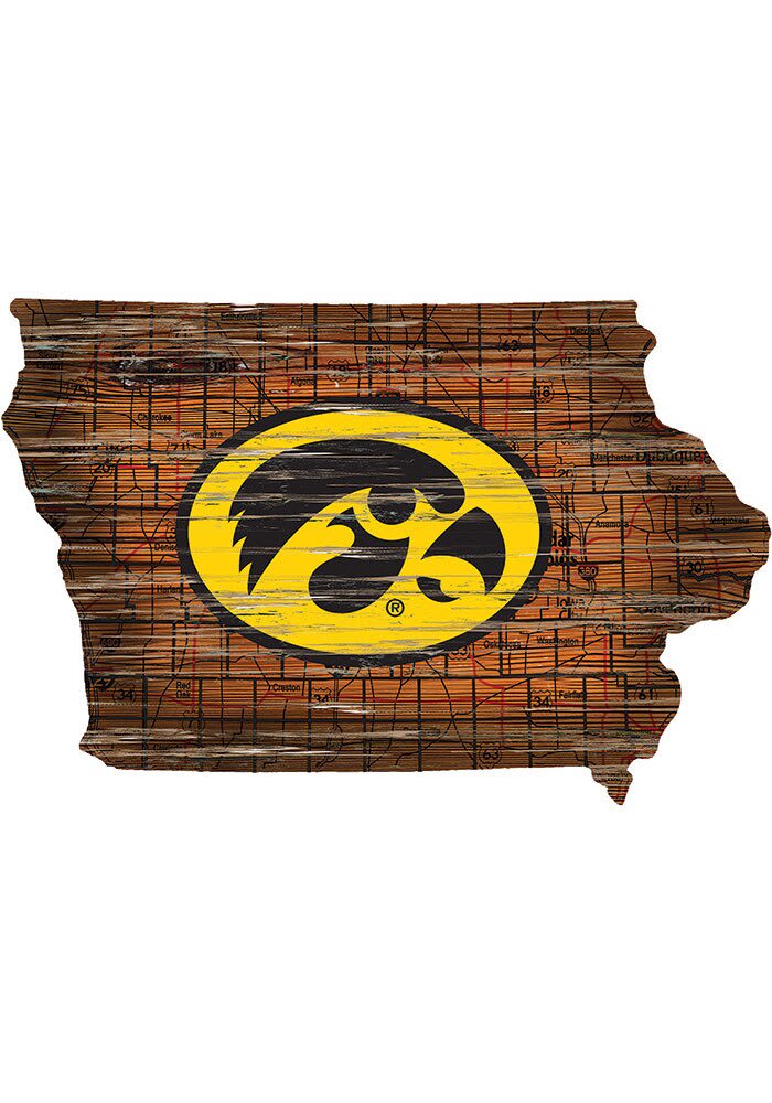 Iowa Hawkeyes BLACK 12 Mini Roadmap State Sign - 32620518