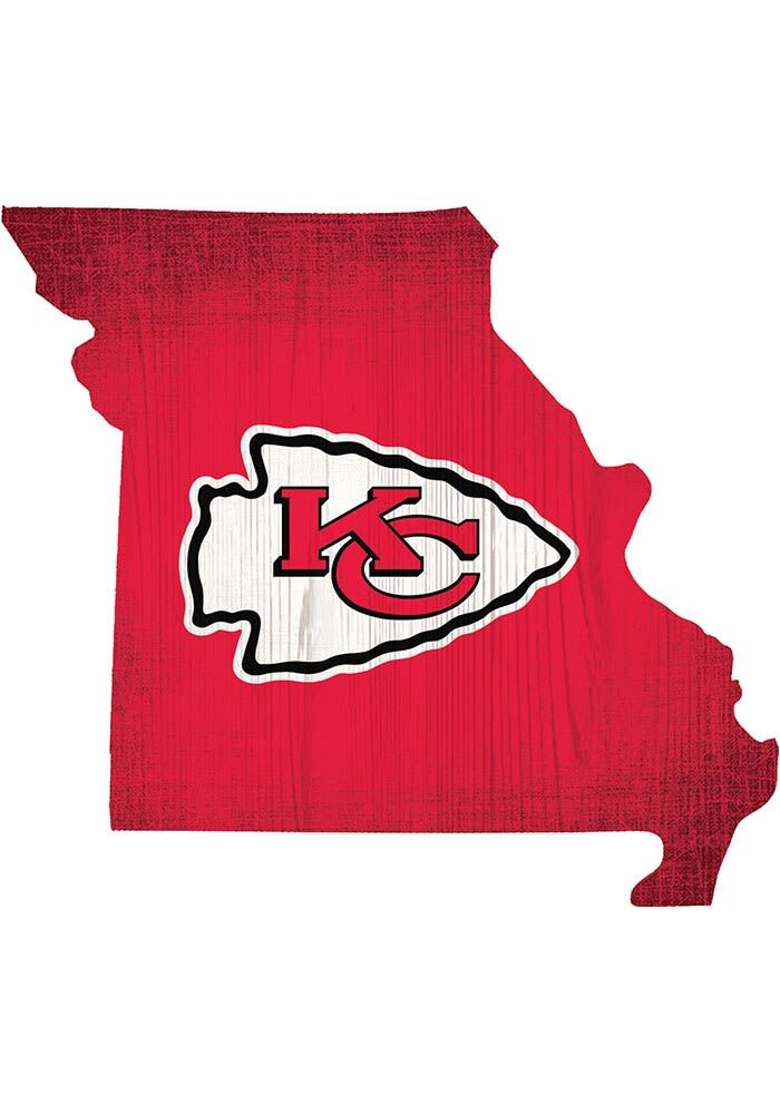 Kansas City Chiefs State Shape Color Sign Red - 32620519
