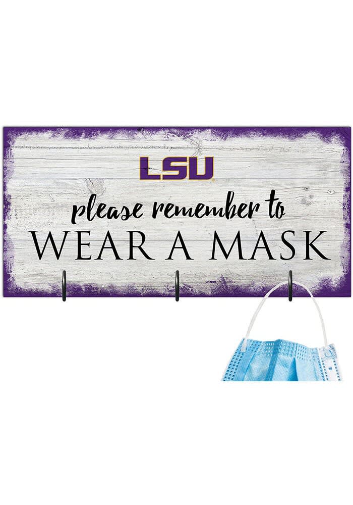 LSU Tigers Please Wear Your Mask Sign PURPLE - 326205676