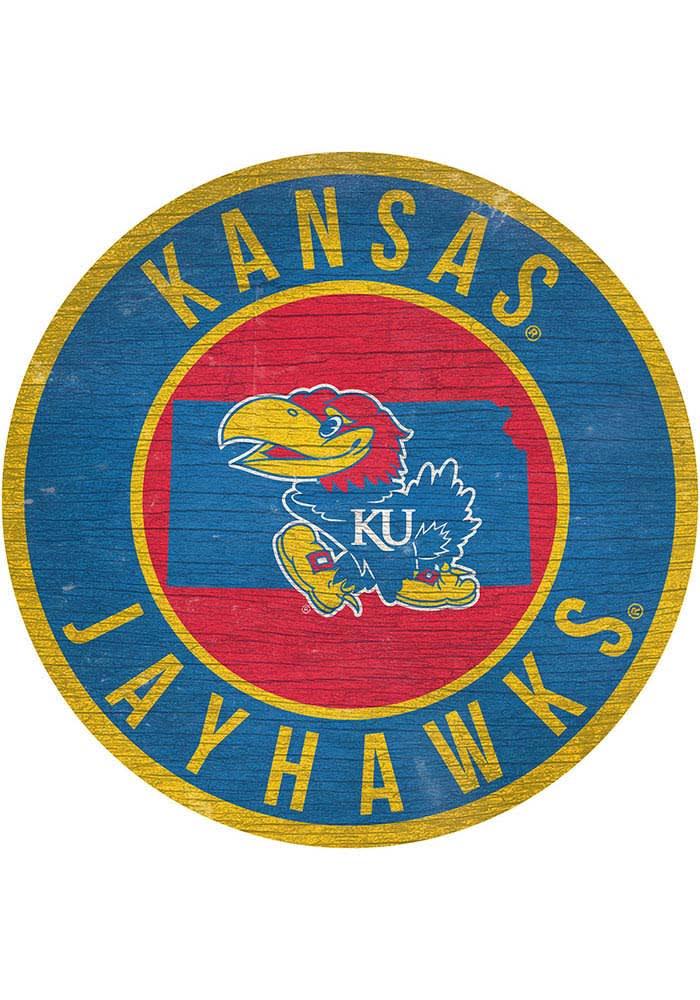 Kansas Jayhawks State Circle Sign Red - 32620581