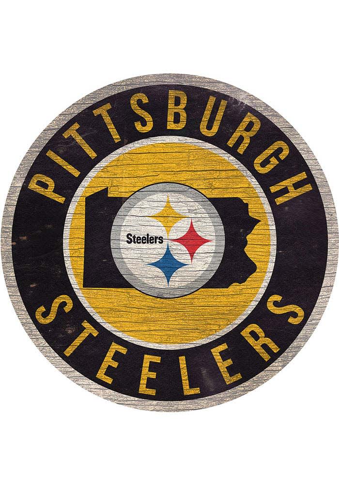 Pittsburgh Steelers State Circle Sign Sign BLACK - 32620587