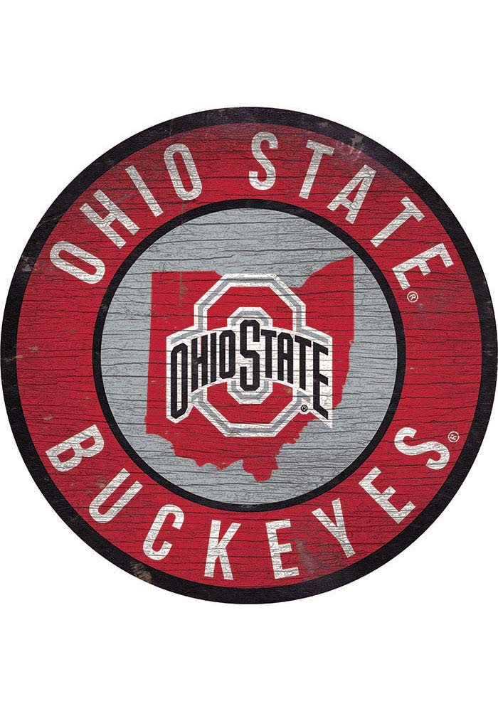 Ohio State Buckeyes State Circle Sign Red - 32620591
