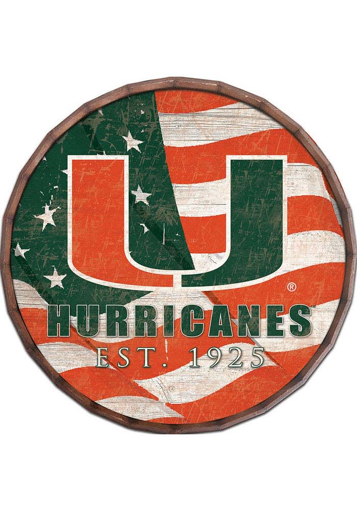 Miami Hurricanes Flag 24 Inch Barrel Top Sign ORANGE - 326206132