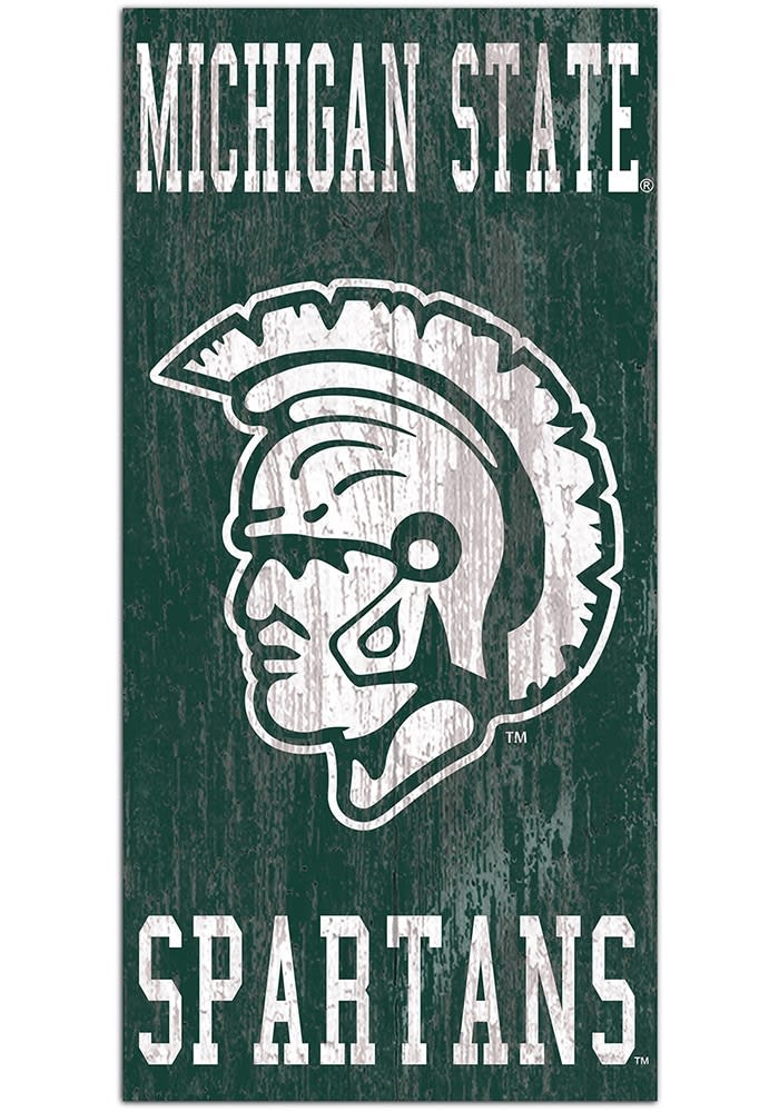 Michigan State Spartans Heritage Logo 6x12 Sign GREEN - 326206147