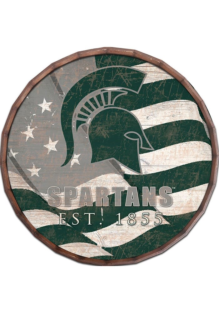 Michigan State Spartans Flag 16 Inch Barrel Top Sign GREEN - 326206373
