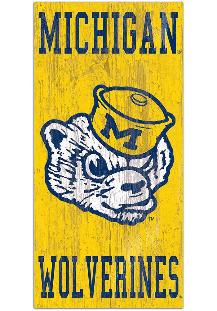 Michigan Wolverines BLUE Heritage Logo 6x12 Sign - 326206402