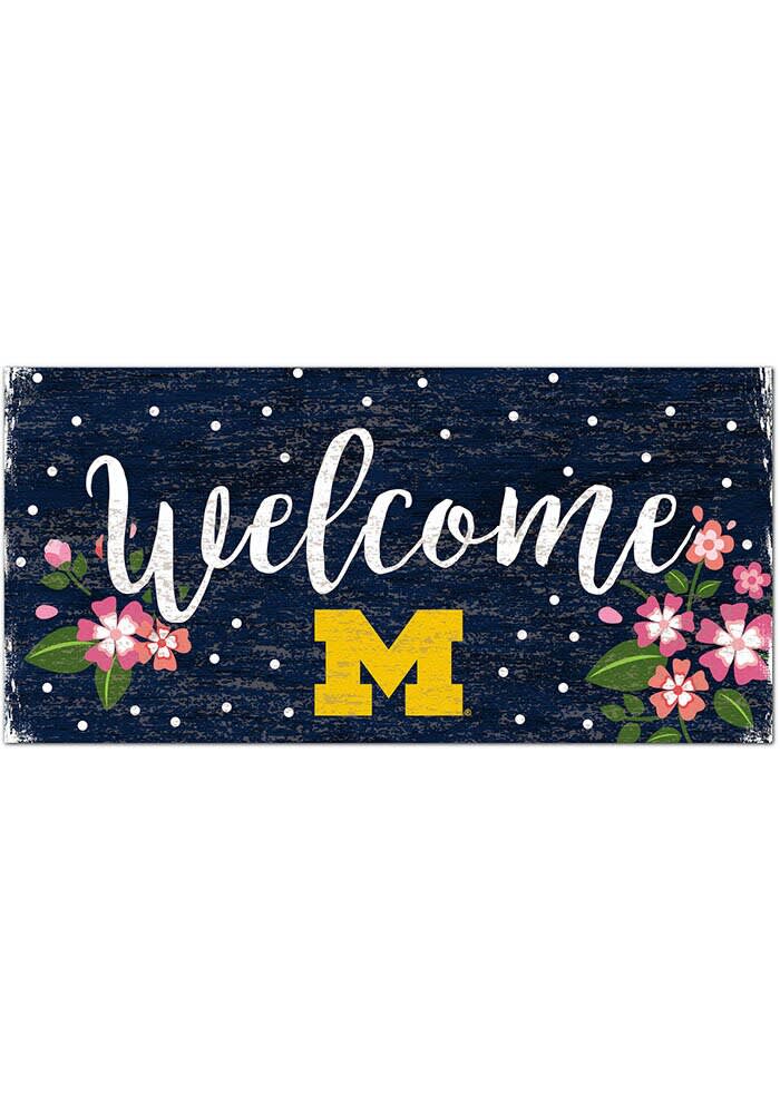 Michigan Wolverines Welcome Floral Sign BLUE - 326206423